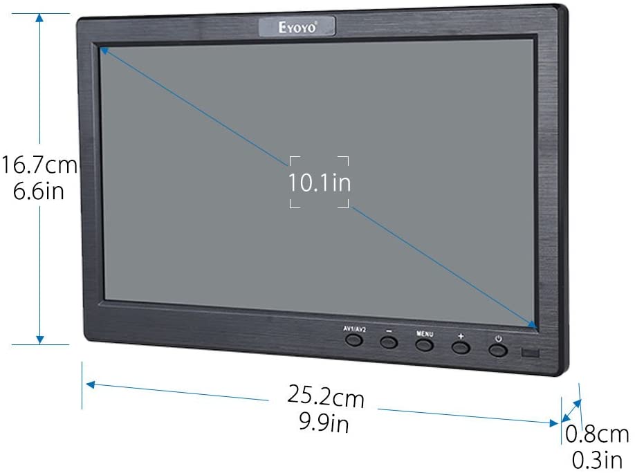 Eyoyo 10 Inch Monitor 1024x600 Display HD TFT LED Screen Support AV VGA ...