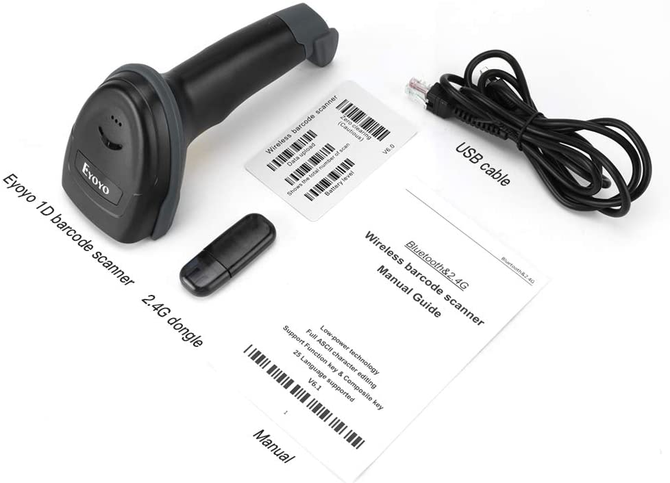 Eyoyo EY-018 1D Bluetooth Barcode Scanner Wireless,USB Wired/Bluetooth ...
